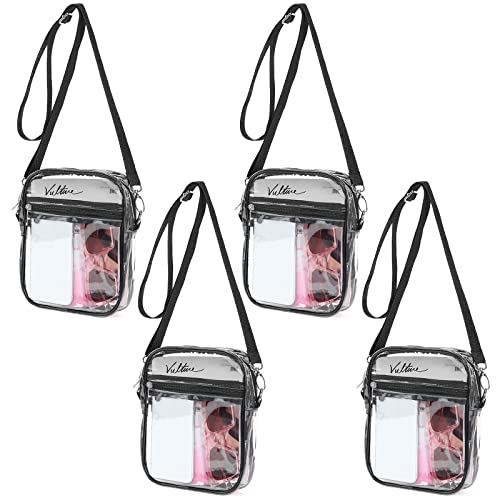 4 Pieces Clear Bag Stadium Approved Crossbody Bags Transparent Cross Body Bag Travel Clear Shoulder Bag Waterproof Stadium Bag PVC Crossbody Purse Bag for Women Men Business Concerts Festivals Supply