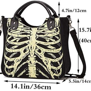 RainboSee Women Skull Handbag Satchel Purse Canvas Punk Tote Hobo Shoulder Crossbody Top-handle Bag Black