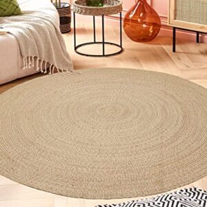 WOVEN ST. Performance Braided Round Area Rug | Carpets Suitable for Living Room, Bedroom, Dining Room, Home Décor | Luxurious Handcrafted Traditional Rugs | PET-Yarn | 8’ Round | Modern Rugs