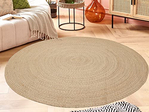 WOVEN ST. Performance Braided Round Area Rug | Carpets Suitable for Living Room, Bedroom, Dining Room, Home Décor | Luxurious Handcrafted Traditional Rugs | PET-Yarn | 8’ Round | Modern Rugs