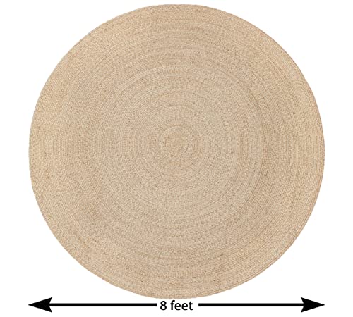 WOVEN ST. Performance Braided Round Area Rug | Carpets Suitable for Living Room, Bedroom, Dining Room, Home Décor | Luxurious Handcrafted Traditional Rugs | PET-Yarn | 8’ Round | Modern Rugs