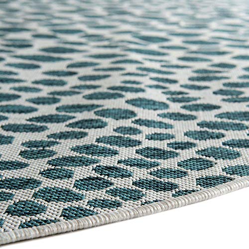 Unique Loom Jill Zarin Outdoor Collection Animal Print Area Rug (4' 0 x 4' 0 Round, Teal)