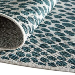 Unique Loom Jill Zarin Outdoor Collection Animal Print Area Rug (4' 0 x 4' 0 Round, Teal)