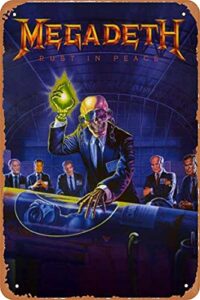 shvieiart music metal posters megadeth rust in peace tin metal sign 8″ x 12″