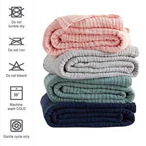 EMME Muslin Throw Blanket 100% Cotton Throws Cooling Blanket for Couch 6-Layer Breathable Gauze Blanket All Season Soft and Lightweight Pre-Washed Cotton Blanket (Light Grey, 55"x75")