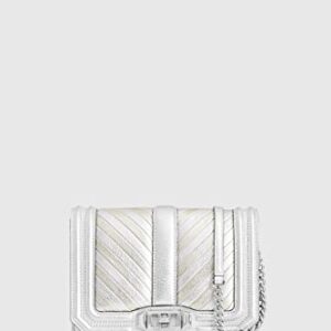 Rebecca Minkoff Chevron Quilted Small Love Crossbody, Silver/Gold