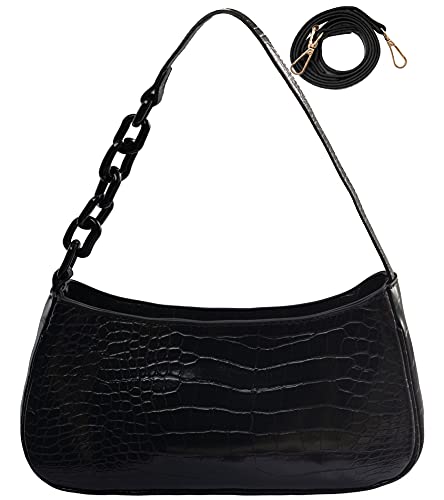 wearigoo Clutch Purses Shoulder Bag for Women Small Cute Classic Evening Hand Bag Tote Shoulder Crossbody Bags with Long Strap and Top Zipper Closure Black