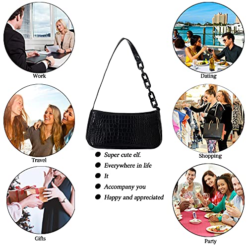 wearigoo Clutch Purses Shoulder Bag for Women Small Cute Classic Evening Hand Bag Tote Shoulder Crossbody Bags with Long Strap and Top Zipper Closure Black