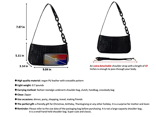 wearigoo Clutch Purses Shoulder Bag for Women Small Cute Classic Evening Hand Bag Tote Shoulder Crossbody Bags with Long Strap and Top Zipper Closure Black