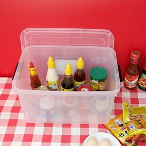 Xowine 4-Pack 18 L Plastic Storage Box, Clear Latch Storage Bin with Lid