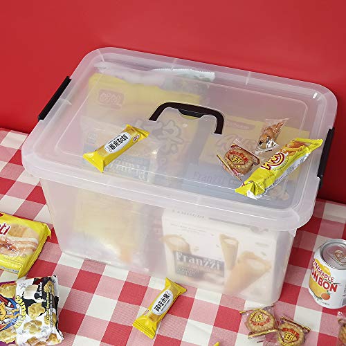 Xowine 4-Pack 18 L Plastic Storage Box, Clear Latch Storage Bin with Lid