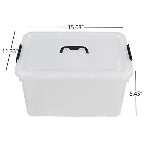 Xowine 4-Pack 18 L Plastic Storage Box, Clear Latch Storage Bin with Lid