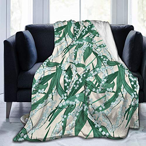 Lily of The Valley Soft Throw Blanket All Season Microplush Warm Blankets Lightweight Tufted Fuzzy Flannel Fleece Throws Blanket for Bed Sofa Couch 60"x50"