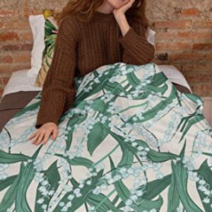 Lily of The Valley Soft Throw Blanket All Season Microplush Warm Blankets Lightweight Tufted Fuzzy Flannel Fleece Throws Blanket for Bed Sofa Couch 60"x50"