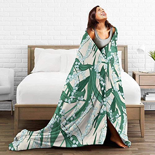 Lily of The Valley Soft Throw Blanket All Season Microplush Warm Blankets Lightweight Tufted Fuzzy Flannel Fleece Throws Blanket for Bed Sofa Couch 60"x50"