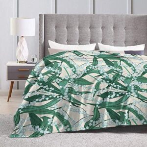 Lily of The Valley Soft Throw Blanket All Season Microplush Warm Blankets Lightweight Tufted Fuzzy Flannel Fleece Throws Blanket for Bed Sofa Couch 60"x50"