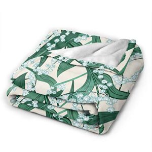 Lily of The Valley Soft Throw Blanket All Season Microplush Warm Blankets Lightweight Tufted Fuzzy Flannel Fleece Throws Blanket for Bed Sofa Couch 60"x50"