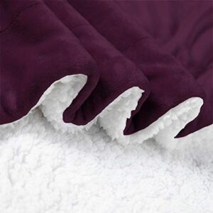 RONGTAI Sherpa Fleece Bed Blanket,Lightweight Cozy Thick Throw Blankets for Couch,Dark Purple-Throw（50"x60"）