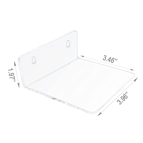 Bigfety Acrylic Small Adhesive Wall Shelves, 3-Ledges, Clear Mini Floating Shelf Flexible Use for Wall Space