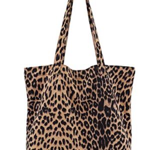 Leopard Tote Bag Women's Vintage Suedette Material Cheetah Printing Shoulder Bag Large Casual Slouchy Travel Bag