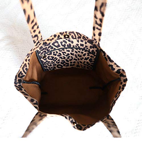 Leopard Tote Bag Women's Vintage Suedette Material Cheetah Printing Shoulder Bag Large Casual Slouchy Travel Bag