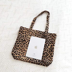 Leopard Tote Bag Women's Vintage Suedette Material Cheetah Printing Shoulder Bag Large Casual Slouchy Travel Bag