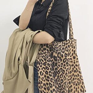 Leopard Tote Bag Women's Vintage Suedette Material Cheetah Printing Shoulder Bag Large Casual Slouchy Travel Bag