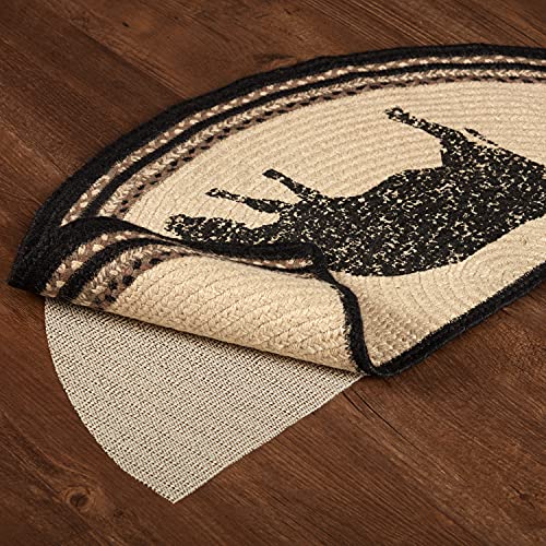 VHC Brands Sawyer Mill Small Jute Half Circle Area Rug Farmhouse Solid, Entryway Kitchen Doormat Non Skid Pad 16.5x33 (Cow)