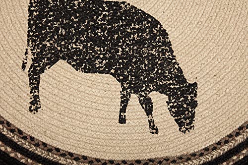 VHC Brands Sawyer Mill Small Jute Half Circle Area Rug Farmhouse Solid, Entryway Kitchen Doormat Non Skid Pad 16.5x33 (Cow)