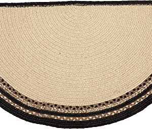 VHC Brands Sawyer Mill Small Jute Half Circle Area Rug Farmhouse Solid, Entryway Kitchen Doormat Non Skid Pad 16.5x33 (Cow)