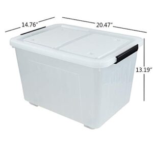 Farmoon 50 Quart Clear Storage Bin, Large Plastic Stackable Box with Lid, 4 Packs