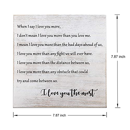 FACEINSE I Love You More The Most Vintage Wood Sign, Unique Gift for Wedding, Anniversary, Husband, Wife, Boyfriend, Girlfriend,White