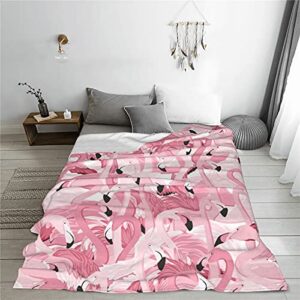 Pink Flamingo Throw Blanket Cozy Plush Flannel Fleece Soft Bed Blankets for Sofa Couch Bedroom 60"X50"