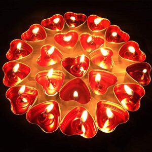 50Packs Heart Shaped Tealight Candles,Romantic Love Unscented Tea Lights Candles,Dripless & Long Lasting Smokeless Mini Tealight Candles for Mood,Romantic Decor,Pool,Dinners,Home,Wedding,Crafts(Red)