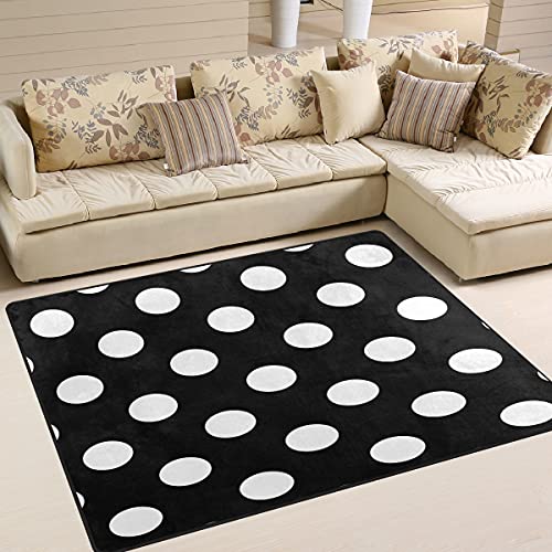 ALAZA Lovely Polka Dot Black Non Slip Area Rug 5' x 7' for Living Dinning Room Bedroom Kitchen Hallway Office Modern Home Decorative