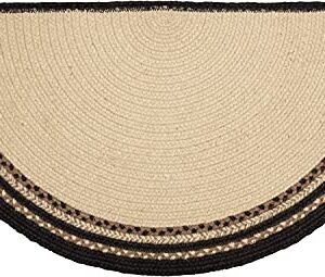 VHC Brands Sawyer Mill Small Jute Half Circle Area Rug Farmhouse Poultry Design, Entryway Kitchen Doormat Non Skid Pad 16.5x33