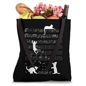 Cute Cat Kitty Playing Music Note Musician Clef Tote Bag