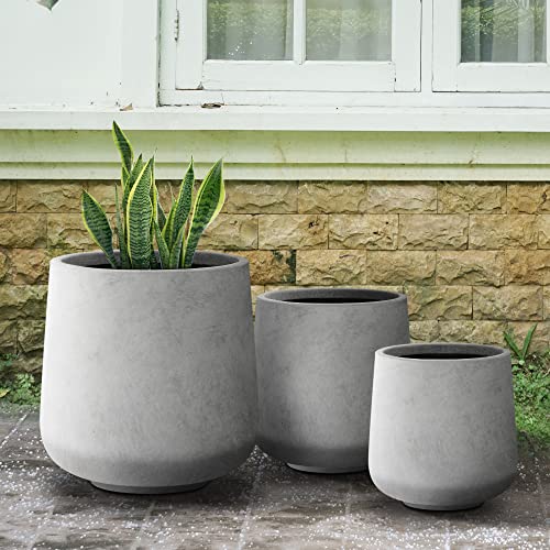 Kante 15.3"+11.6"+8.2" Dia Round Concrete Planter,Large Planter Pots Containers with Drainage Holes for Patio, Balcony, Backyard, Living Room