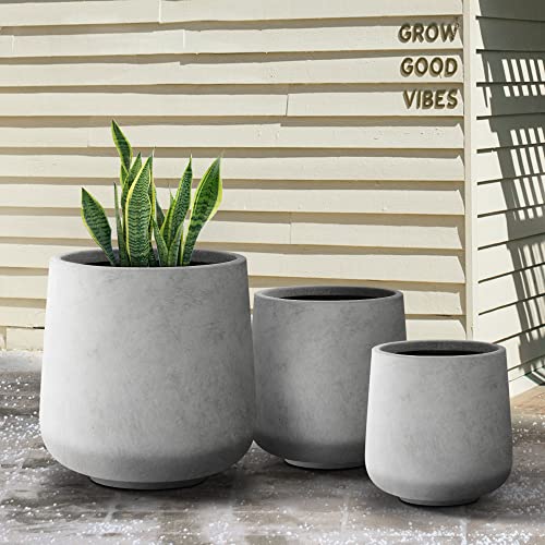 Kante 15.3"+11.6"+8.2" Dia Round Concrete Planter,Large Planter Pots Containers with Drainage Holes for Patio, Balcony, Backyard, Living Room