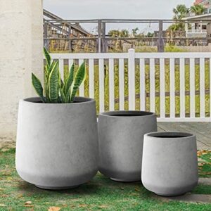 Kante 15.3"+11.6"+8.2" Dia Round Concrete Planter,Large Planter Pots Containers with Drainage Holes for Patio, Balcony, Backyard, Living Room