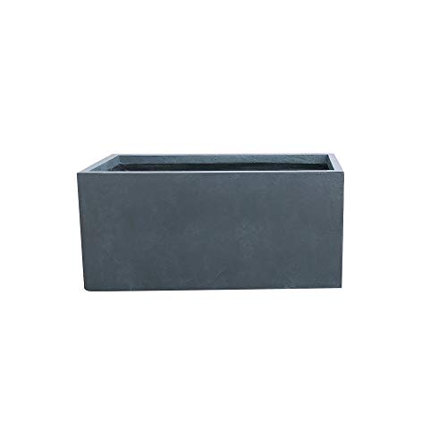 Kante RF0104A-C60121 Lightweight Concrete Modern Long Low Outdoor, Small Planter, Charcoal/Cement