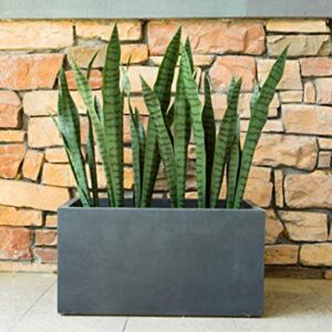 Kante RF0104A-C60121 Lightweight Concrete Modern Long Low Outdoor, Small Planter, Charcoal/Cement