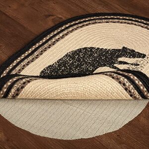 VHC Brands Sawyer Mill Charcoal Jute Rug Farmhouse Style Rustic Black Cow Animal Design Area Rug Entry Living Room Kitchen Floor Cover Oval Rug w/Pad 20x30