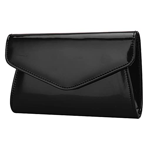 Yuanlar Fashion Patent Leather Envelope Clutches Cross Body Tote Bag Wedding Prom Handbag Purse (Black)