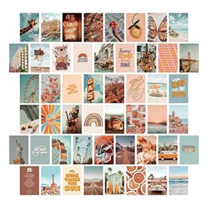 procida teen girl room decor aesthetic, collage kit for wall aesthetic boho peach beach picture wall collage kit aesthetic, vsco girls bedroom decor, photo collage kit,dorm wall decor 50 set 4×6 inch