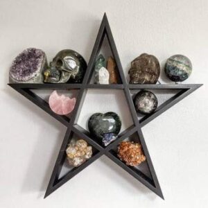 onow maxco gothic decor, pentagram shelf, goth decor – wiccan decor, witch decor, pagan room decor. this goth decor star shelf is a great horror or halloween room decor. 14 in x 3 in deep