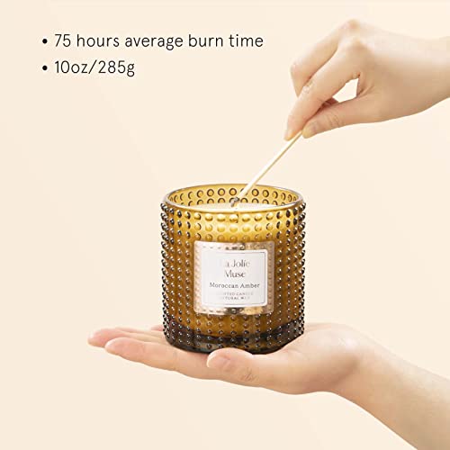 LA JOLIE MUSE Moroccan Amber Candles for Home Scented, Candles Gifts for Women & Men, Luxury Glass Jar Candles, Natural Soy Candles, 75 Hours Long Burning, 10 oz