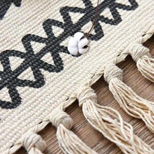 MufHomse Bathroom Doormat 2'x3' Woven Small Area Rug Bohemian Door mat Cotton Modern Floor Mat with Tassel Bathroom Bedroom Outdoor Kitchen Washable Rug