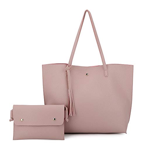 K.EYRE Women's Faux PU Leather Tote Shoulder Purses Bag for women, Big Capacity Tassel Handbag