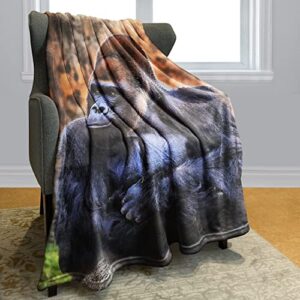 HommomH Gorilla Blanket,African Animals Wild,Soft Fluffy Fleece Throw 60"x80",Black